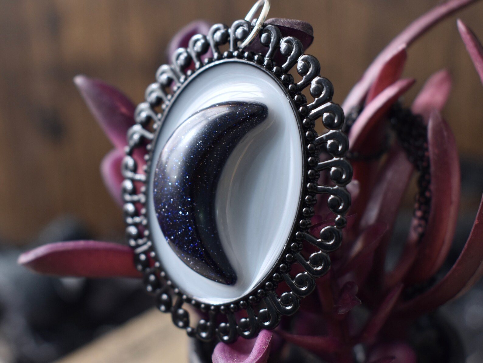 Gothic Celestial Pendant/victorian Gothic Moon Necklace/blue - Etsy