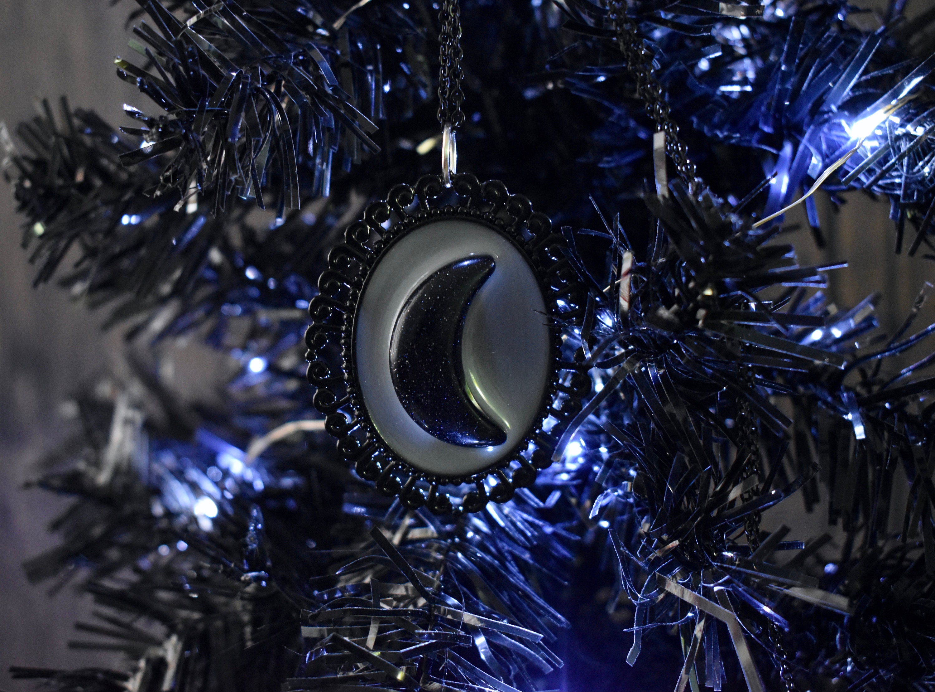 Gothic Celestial Pendant/victorian Gothic Moon Necklace/blue | Etsy