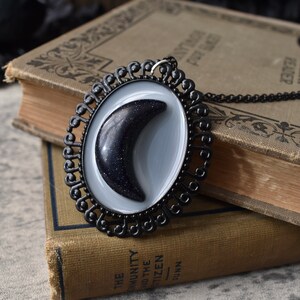 Gothic Celestial Pendant/victorian Gothic Moon Necklace/blue - Etsy