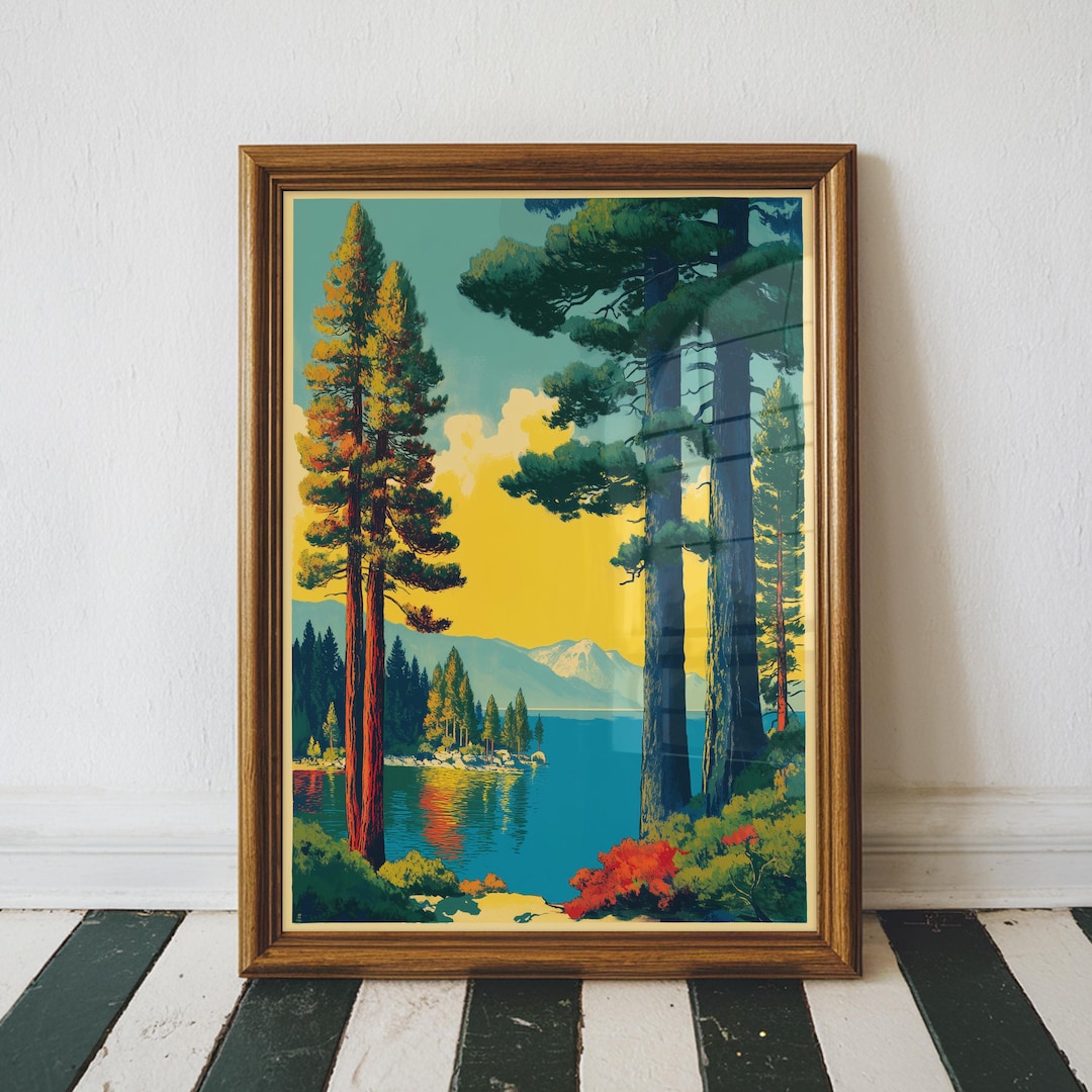 Lake and Mountain Wall Art, Nature Landscape Poster Print, Wilderness ...
