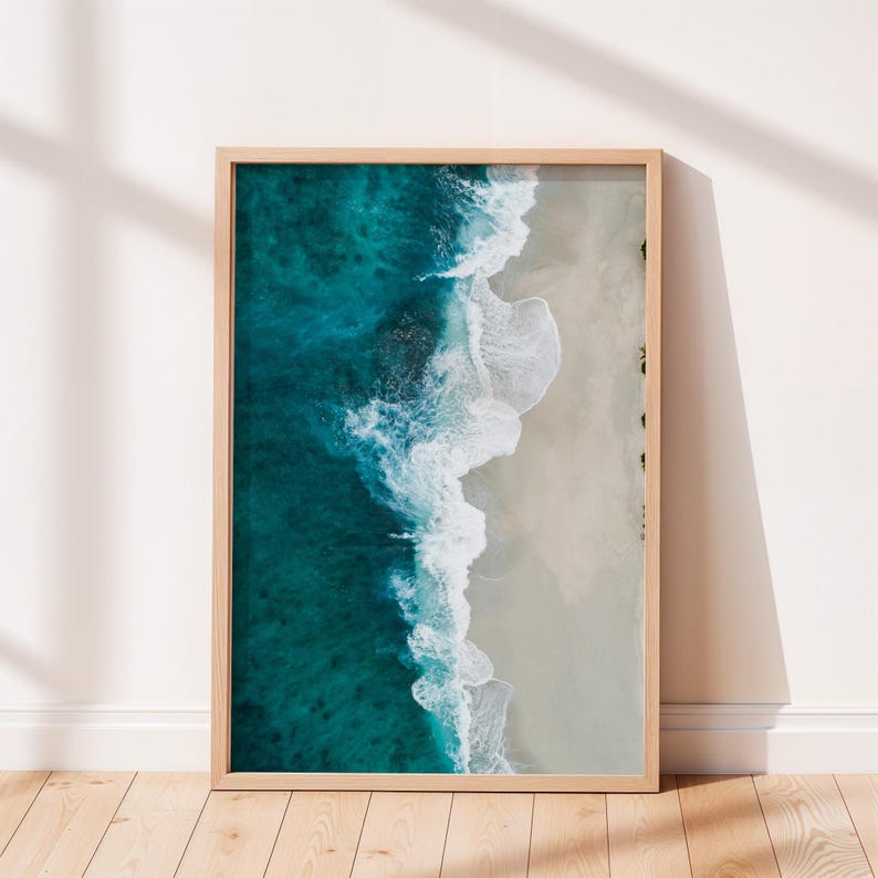 Waves on Beach Painting Print, Beach House Home Decor, Abstract Print ...