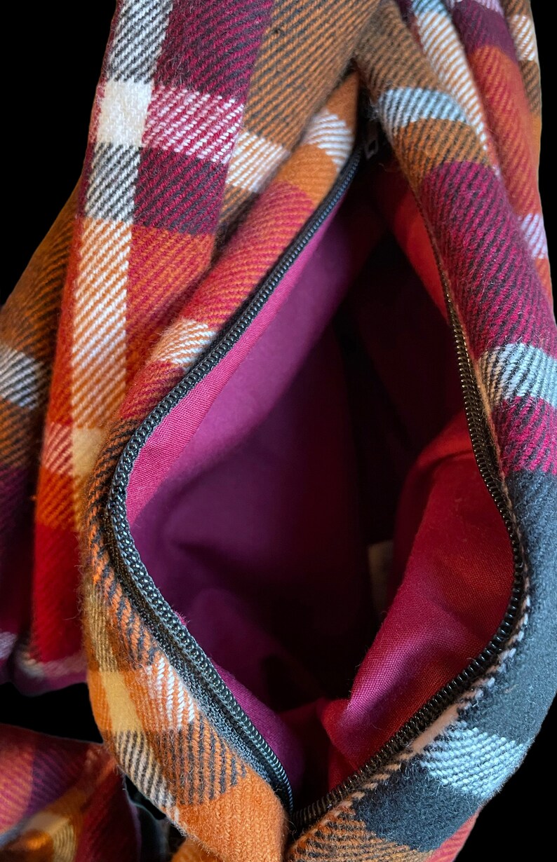 Hidden Zipper Pocket Burgundy Plum Cream Orange and Black - Etsy