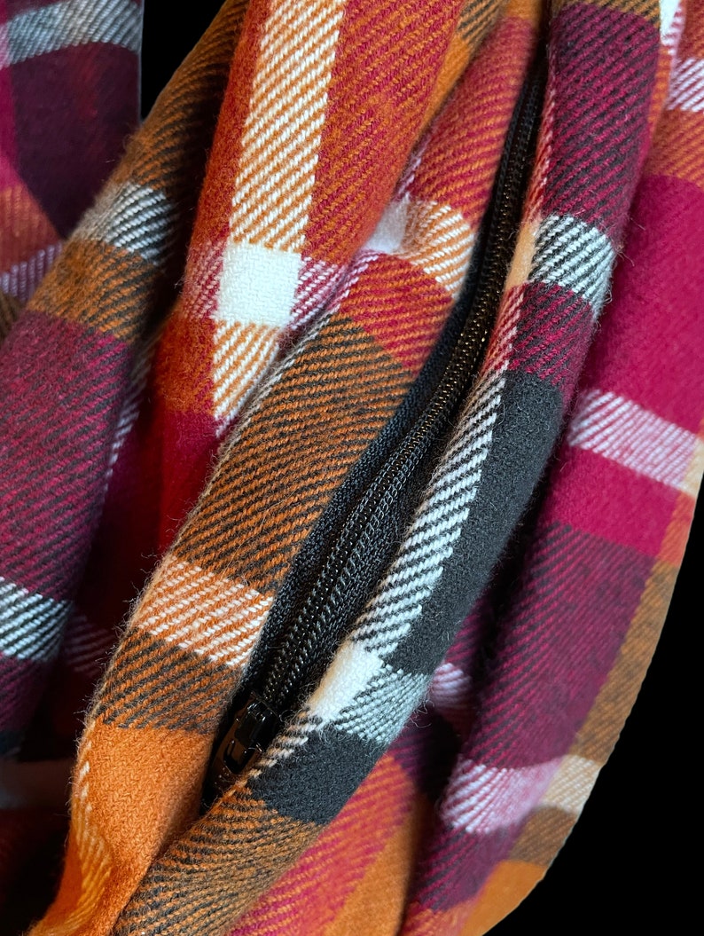 Hidden Zipper Pocket Burgundy, Plum, Cream, Orange, and Black Infinity ...