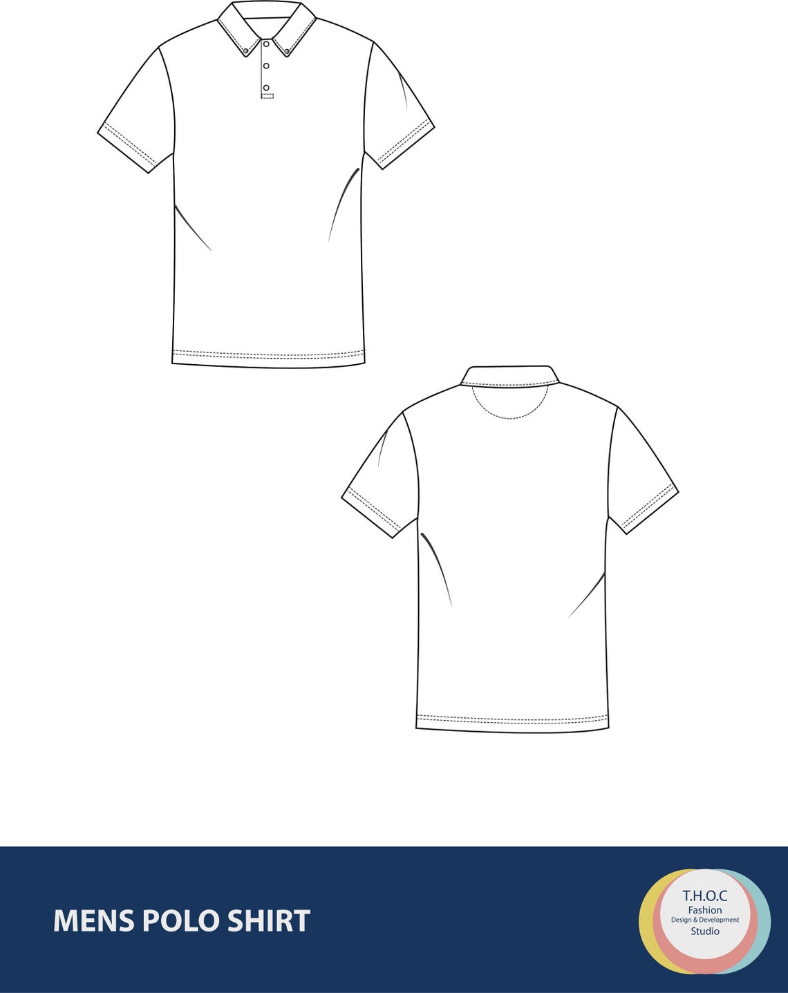 Polo Shirt Vector Sketch, Polo Shirt Flat Sketch Set, Polo Vector ...