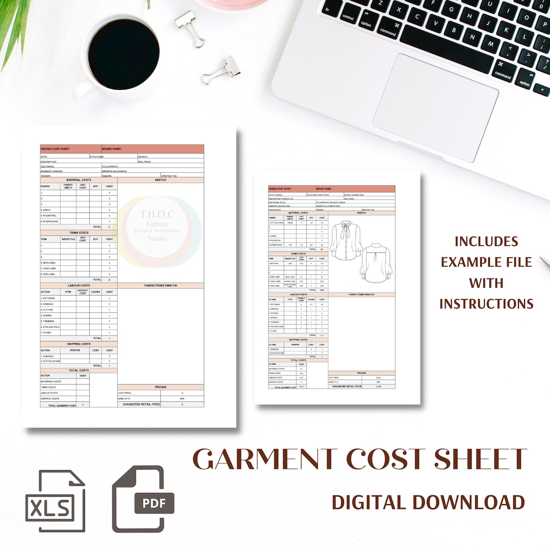 Garment Cost Sheet Template, Auto Calculating, Product Cost Sheet ...