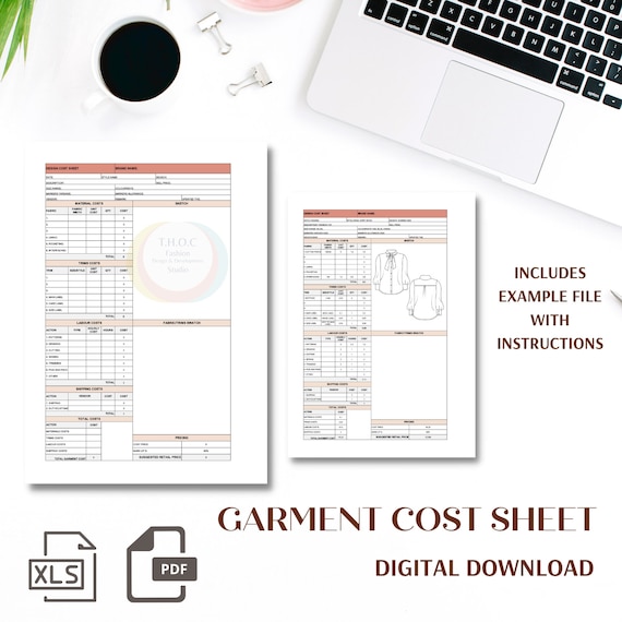 Garment Cost Sheet Template Auto Calculating Product Cost - Etsy