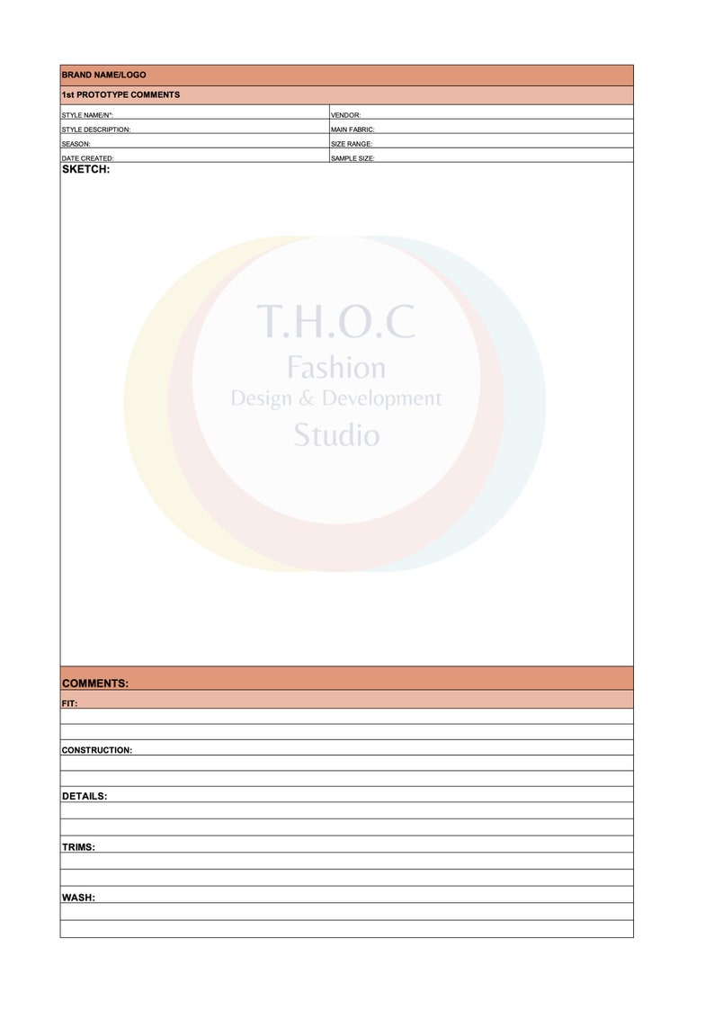 Tech Pack Sample Comments File, Excel Garment Sample Comments Sheet ...