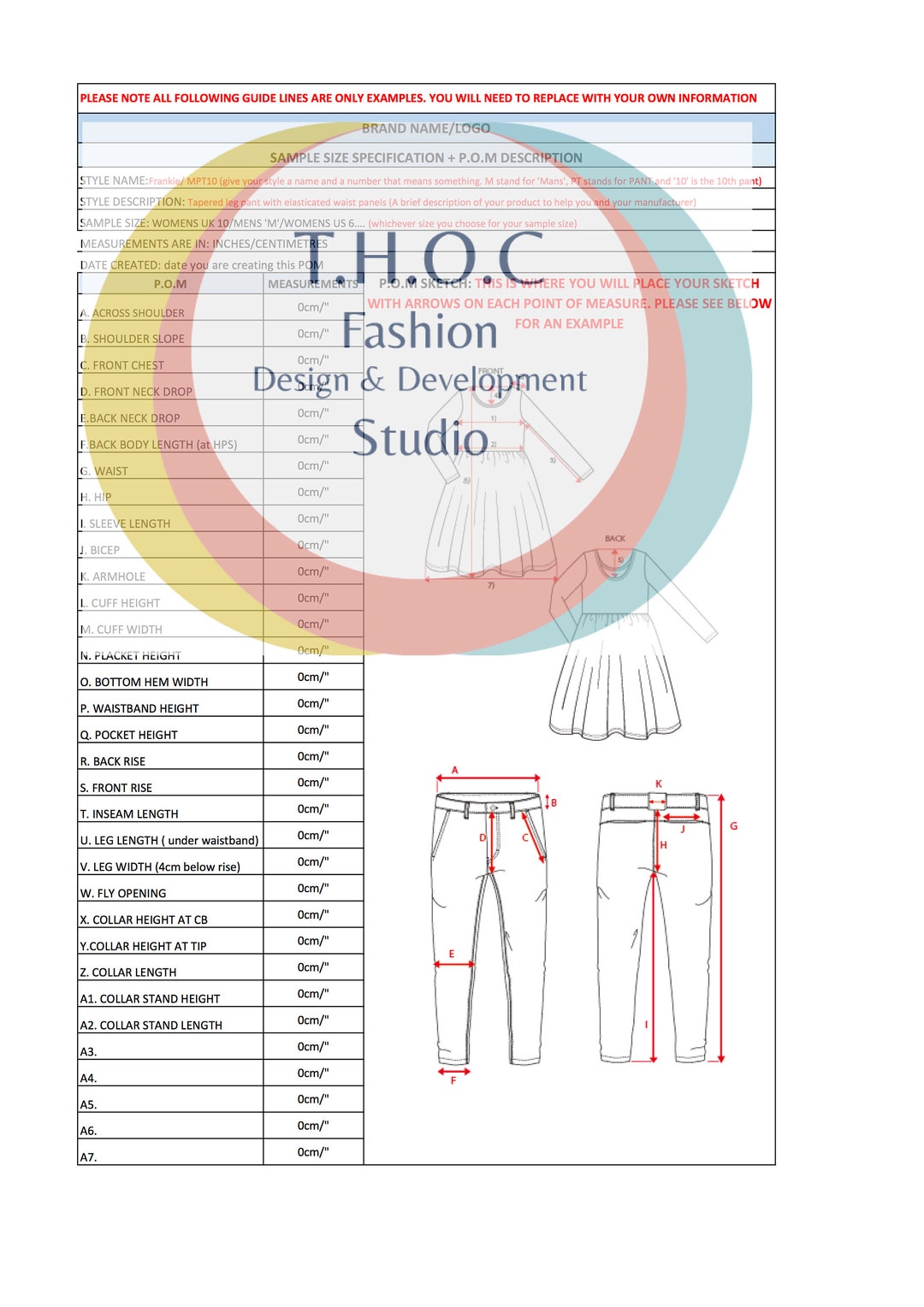 POM (points of Measure) File, Size Spec, POM File, Fashion Template ...