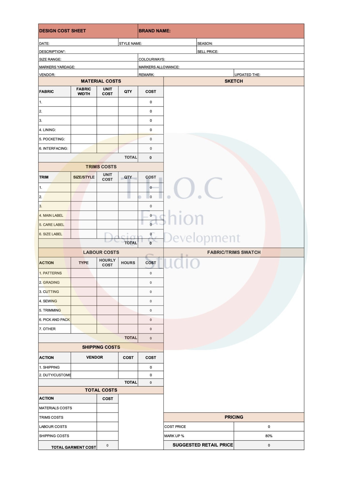 Garment Cost Sheet Template Garment Solutions