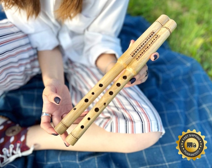 Double Flute / Drone Whistle / Dvoyanka / Double Recorder in d ...
