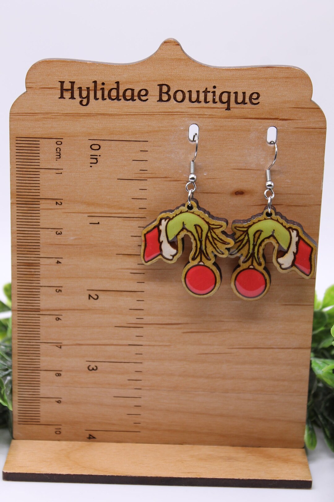 Santa Grinch Hand & Ornament Dangle Earrings - Etsy