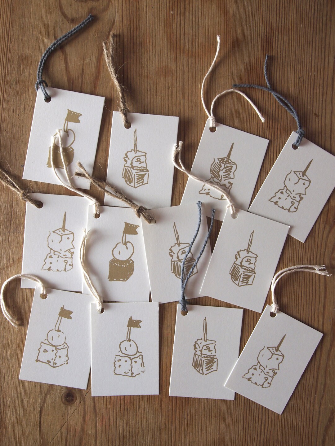 Pack of 12 'cheese & Pineapple' Screen Printed Gift Tags - Etsy UK