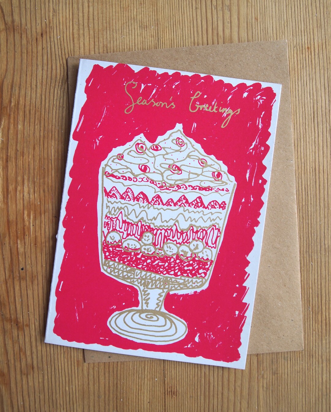 Retro Trifle - Screen Printed Handmade Card - Etsy
