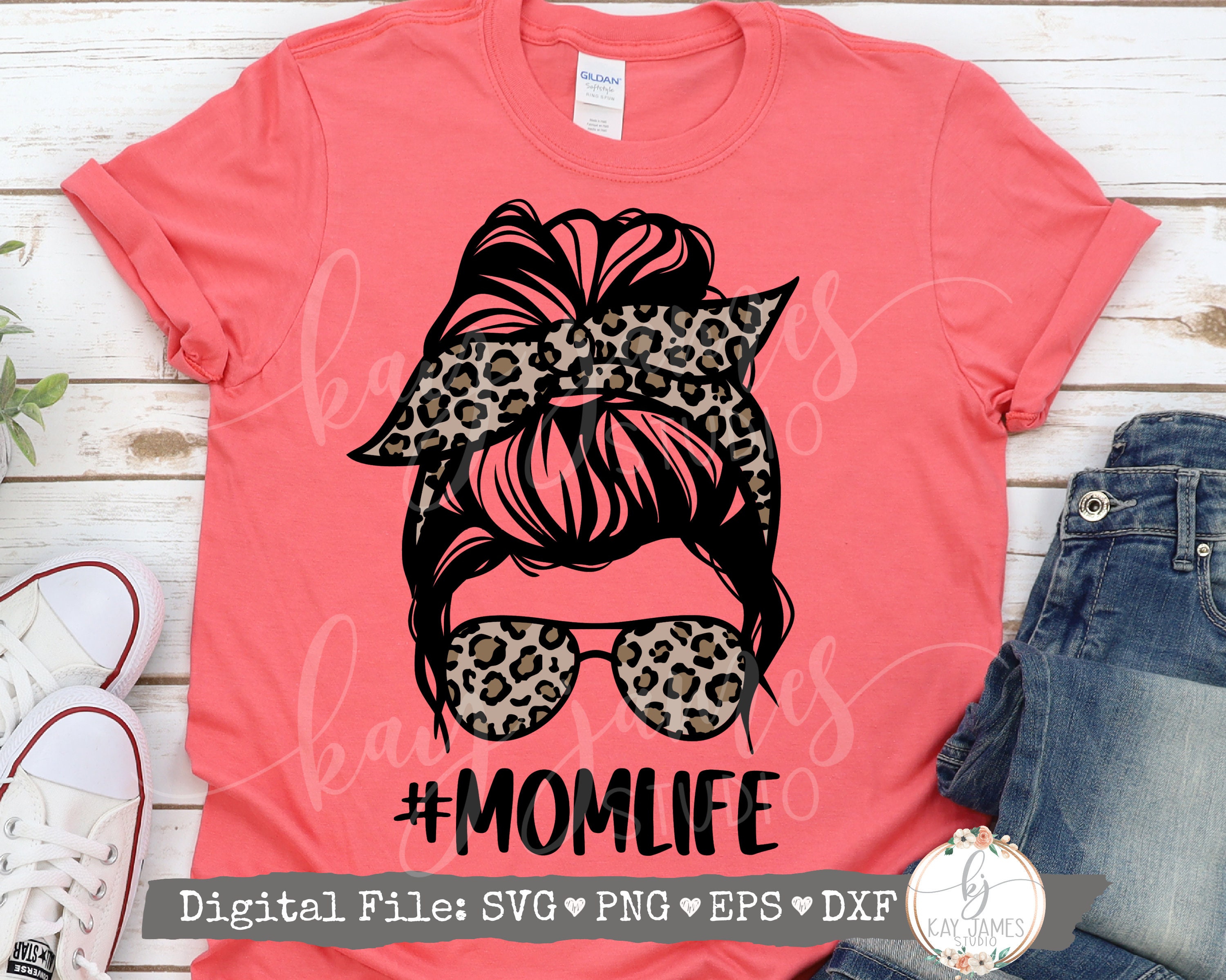 Mom Life Messy Bun Svg Leopard Print Svg Messy Bun Svg Etsy