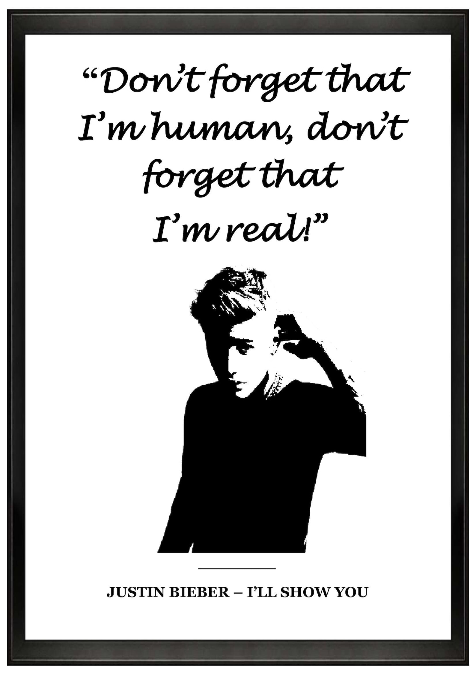 Justin Bieber Music/lyrics Quote Art Poster Print Framed & - Etsy