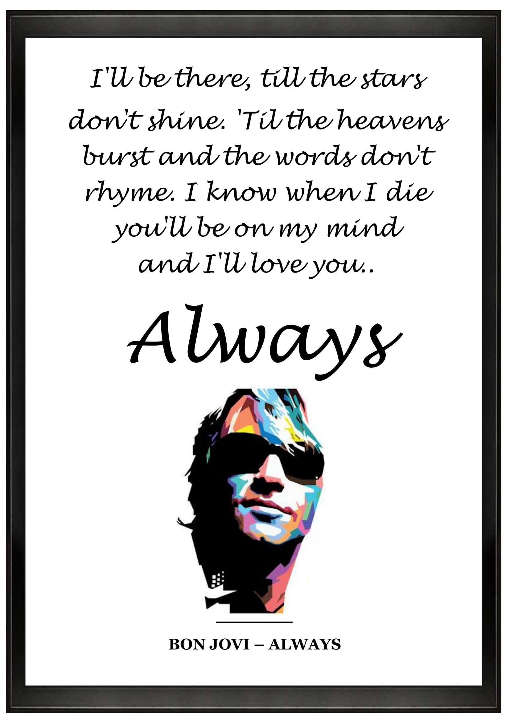 Bon Jovi Music/Lyrics Quote Art Poster Print Framed & - Etsy 日本