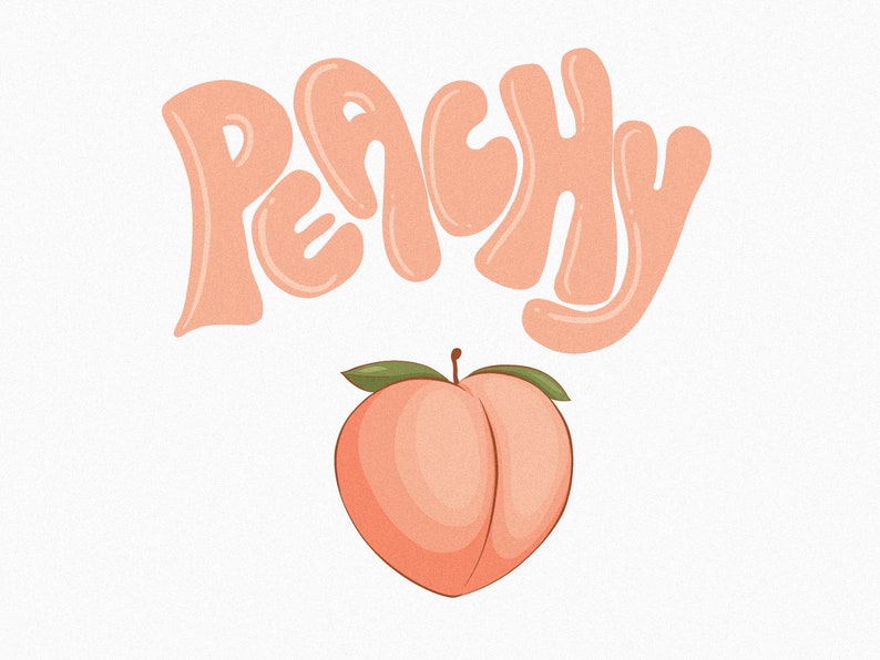 Peachy Png | Hand Drawn Png | Trendy Sublimation Transfer | Retro Peach ...