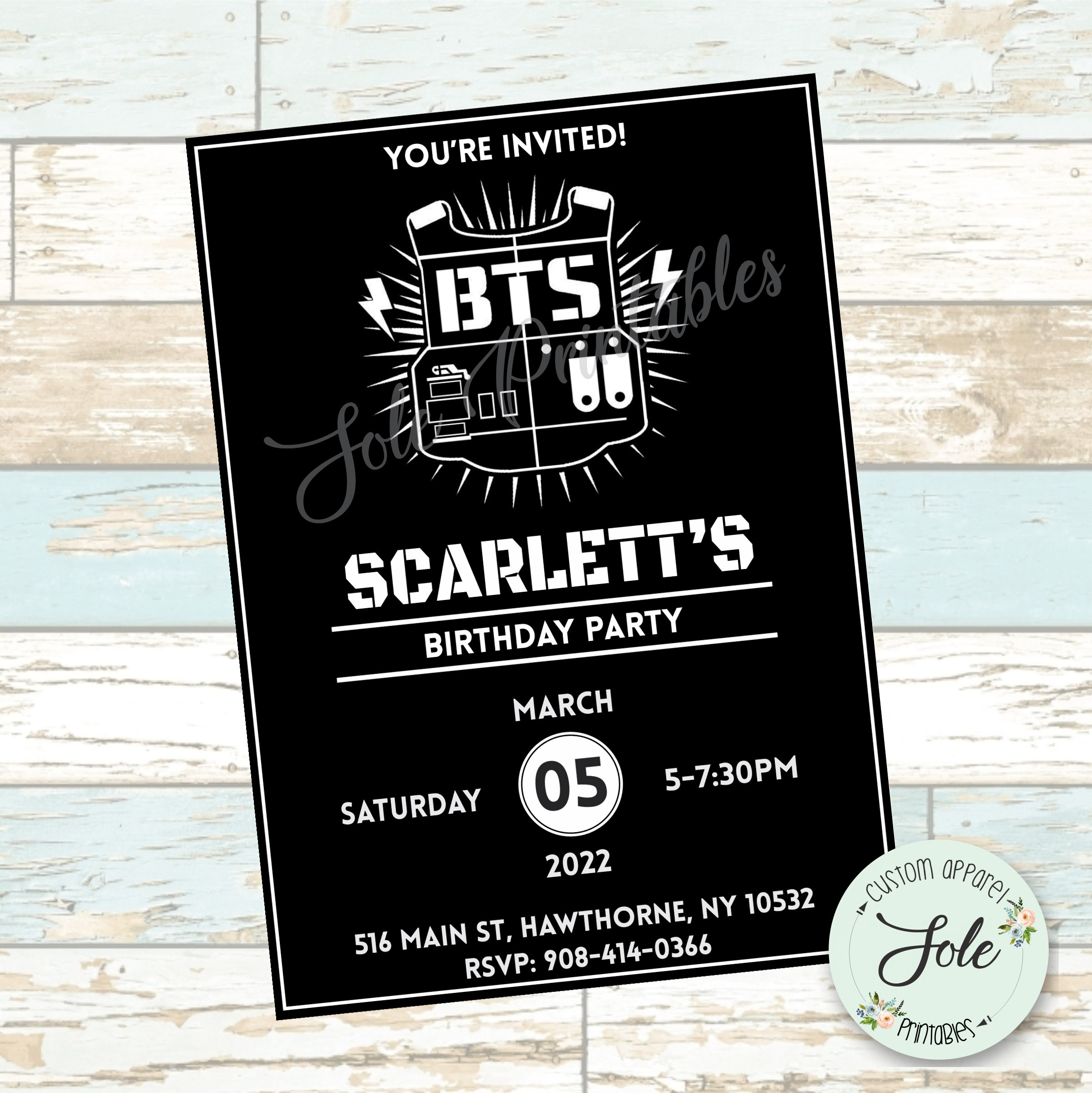 BTS FAN- ARMY Fan Invitation- Bangtan Boys - No Instant Download ...