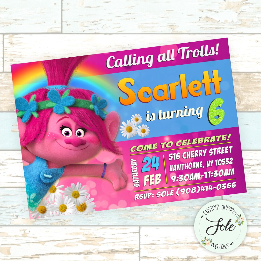 Princess Poppy Girl Birthday Invitation- Digital File- No Instant ...