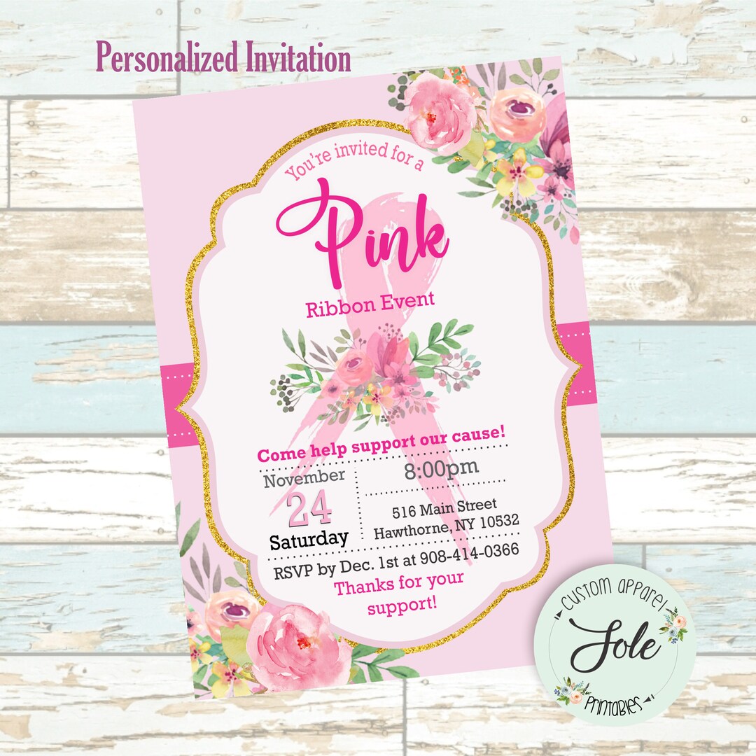 Pink Ribbon Fundraising Event Invitation-digital File- NO Instant ...