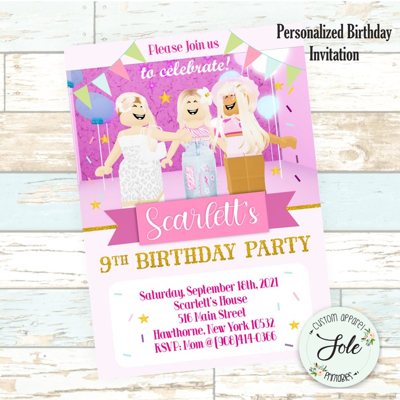Game Girl Invite-roblox Birthday Girl Invitation-digital File - Etsy