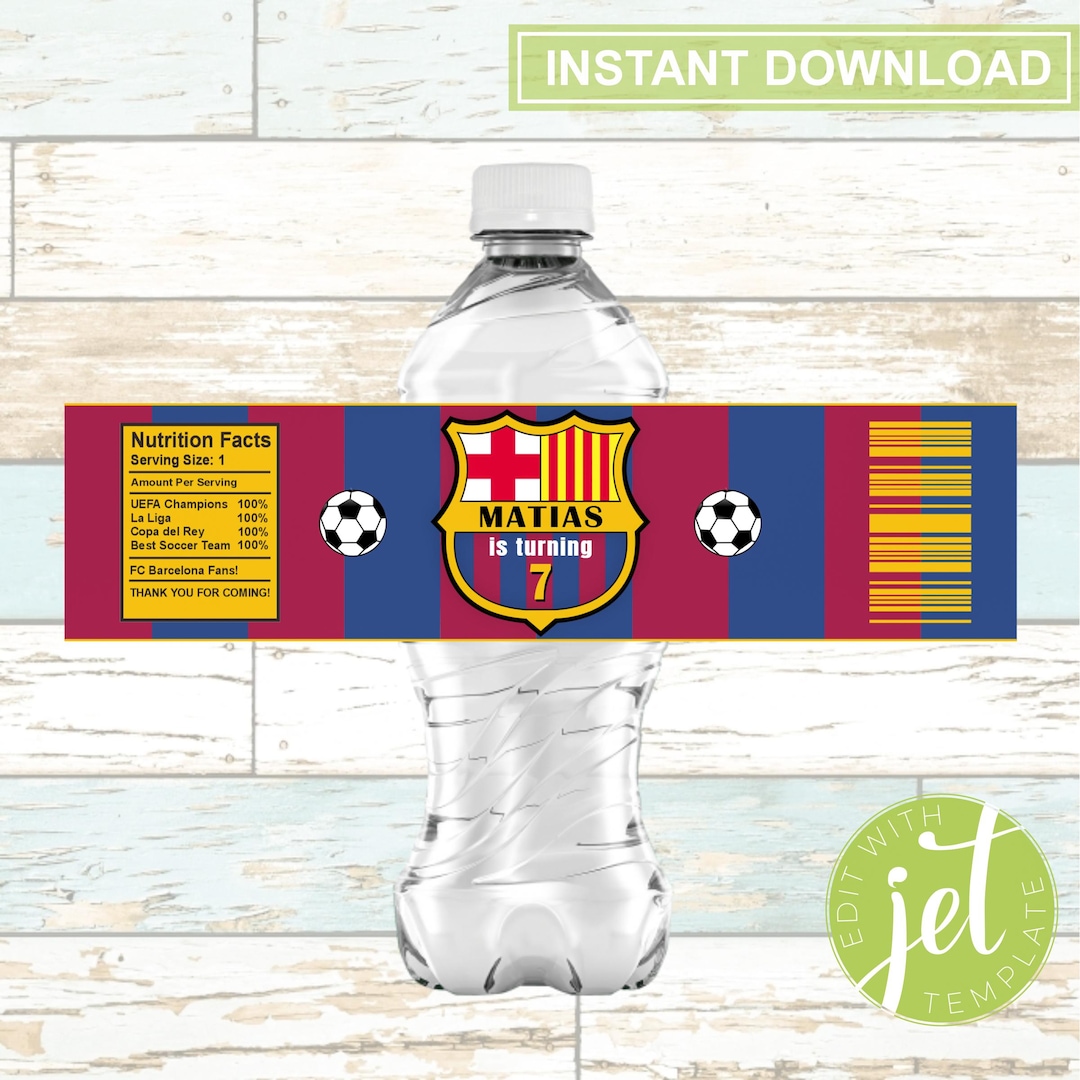 Editable FC Barcelona Fan Birthday Water Labels - Barca- Messi- Digital ...