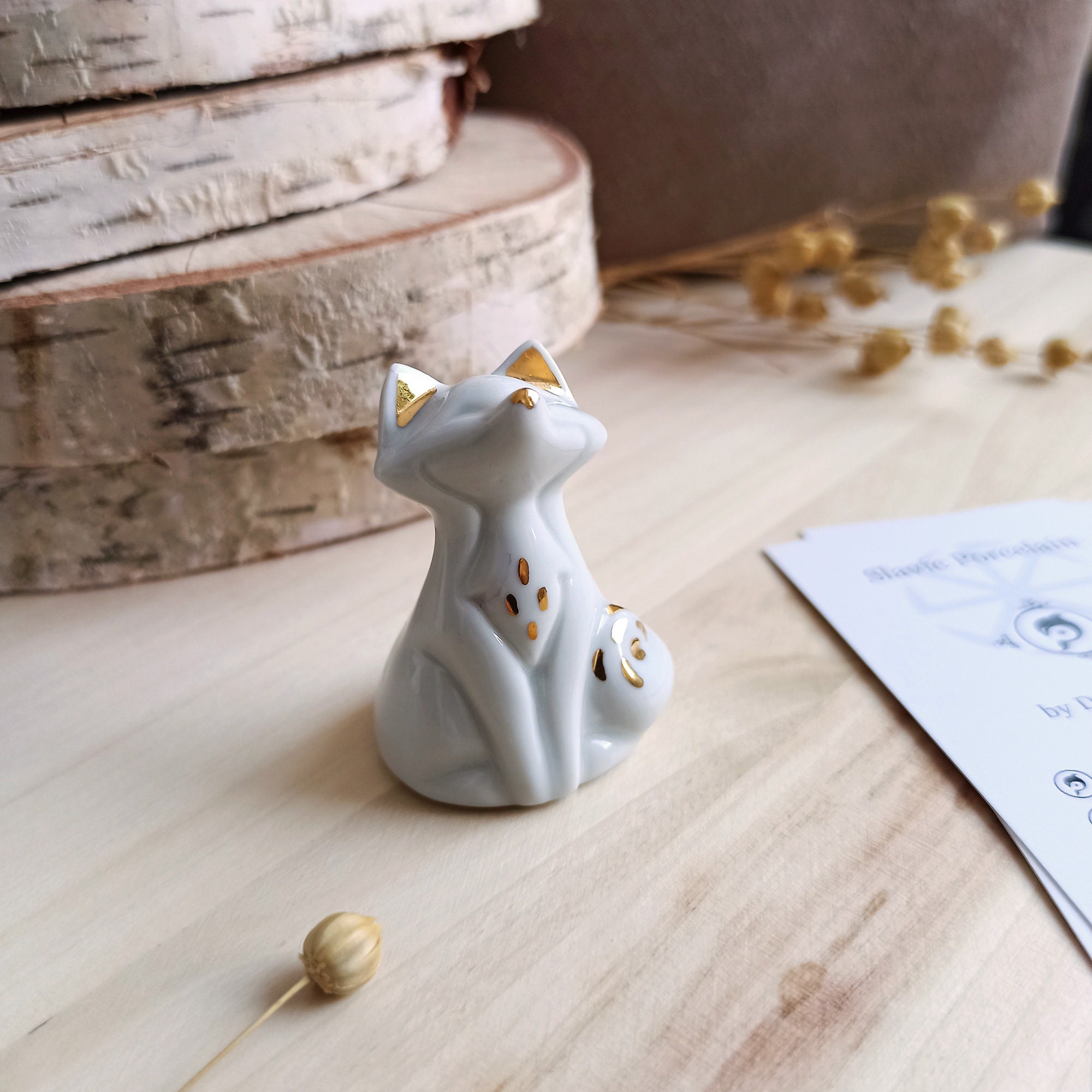 Fox Porcelain Figurine, Stand for Vertical Incense Sticks, Handmade ...