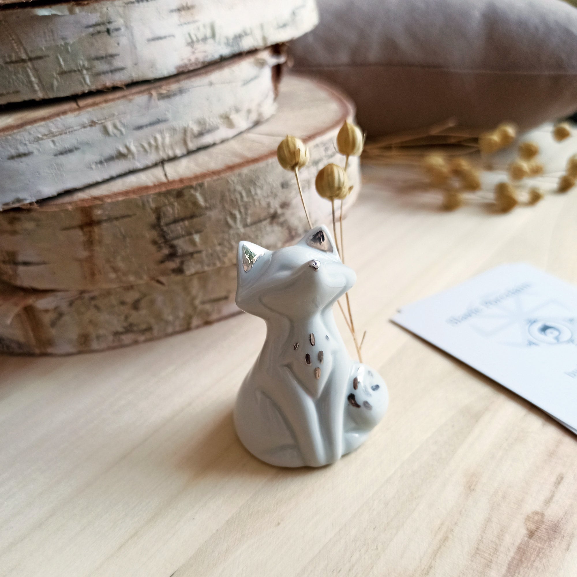 Fox Porcelain Figurine, Stand for Vertical Incense Sticks, Handmade ...