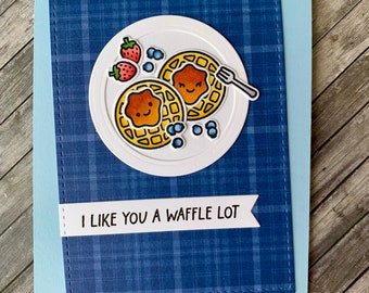 Waffles Card I Like You a Waffle Lot Pun, Funny Love Card, I Love You ...