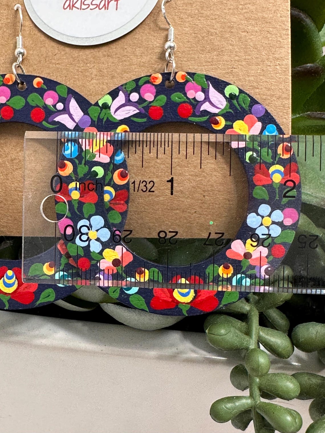 Hand Painted Hungarian Folk Art Matyo Design Wood Earrings - Etsy