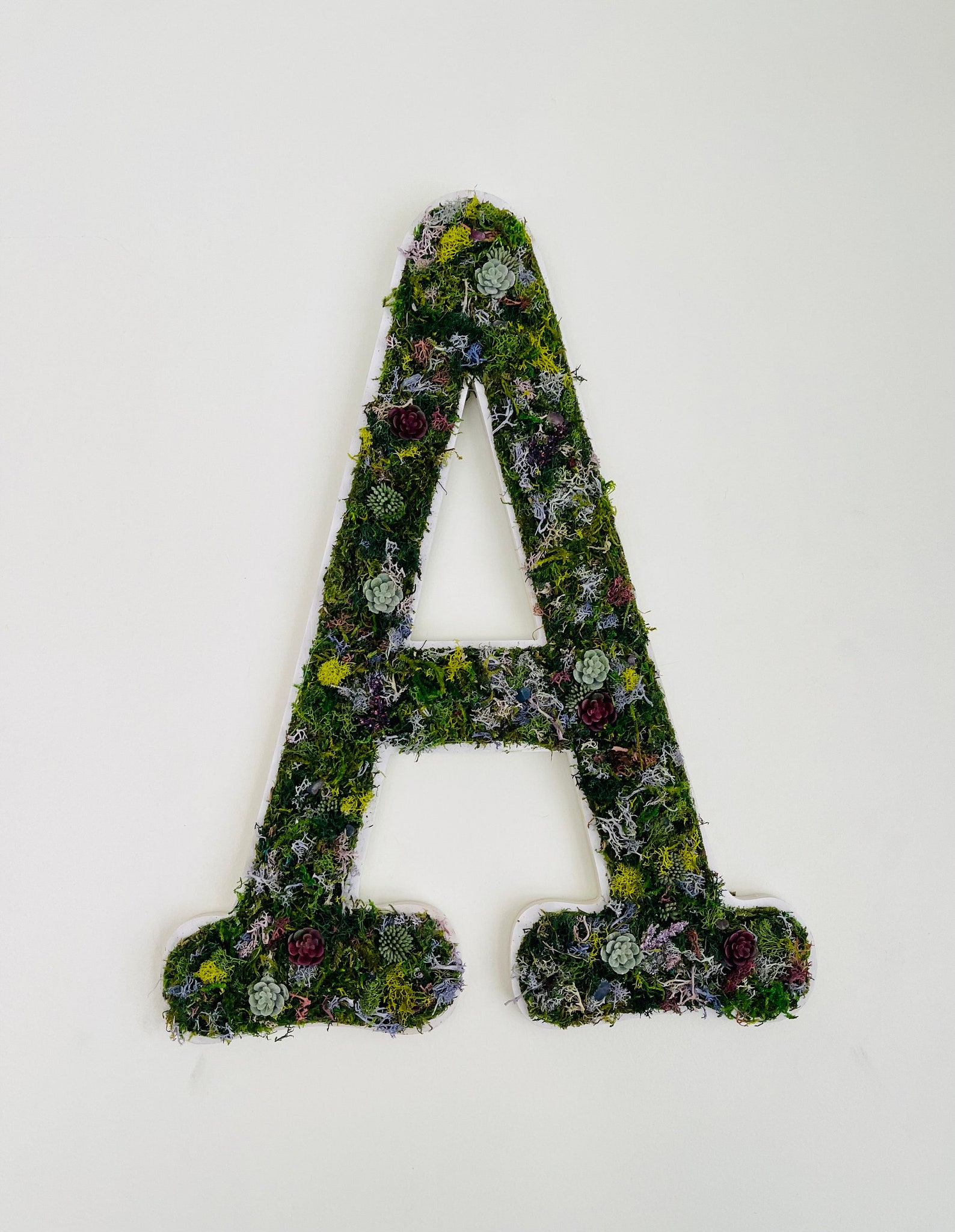 Moss Letter Art – Preserved Moss With Faux Succulents and Floral Wall ...