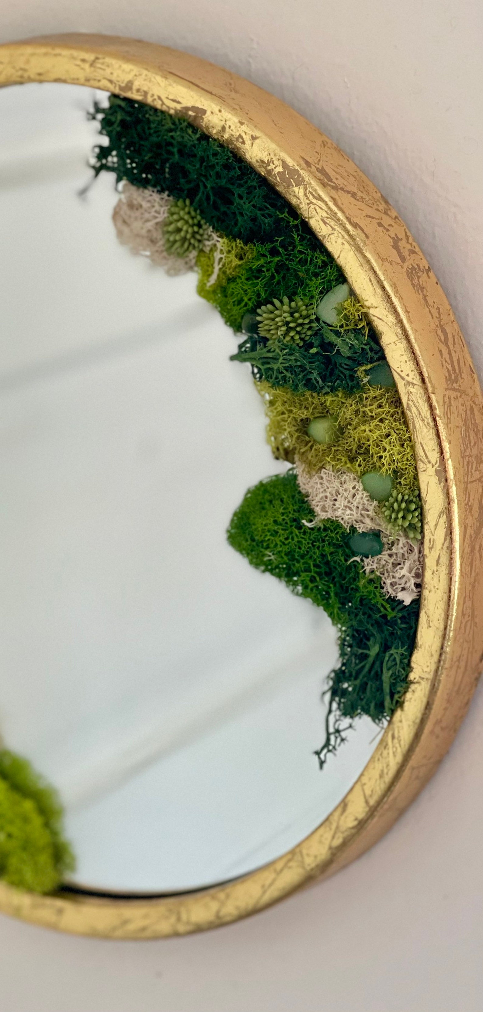 Mirror Moss Art Moss Wall Mirror Gold Round Mirror - Etsy