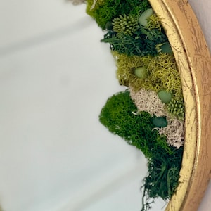 Mirror Moss Art, Moss Wall Mirror, Gold Round Mirror, Cottagecore ...
