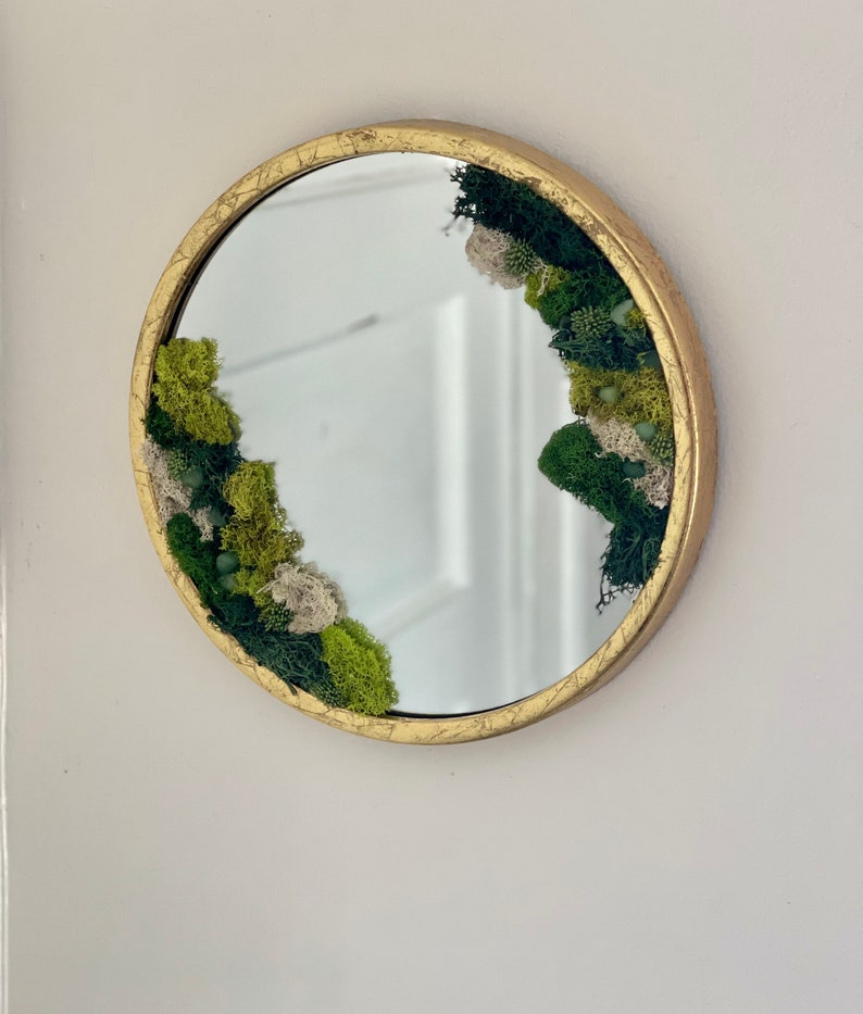 Mirror Moss Art Moss Wall Mirror Gold Round Mirror - Etsy