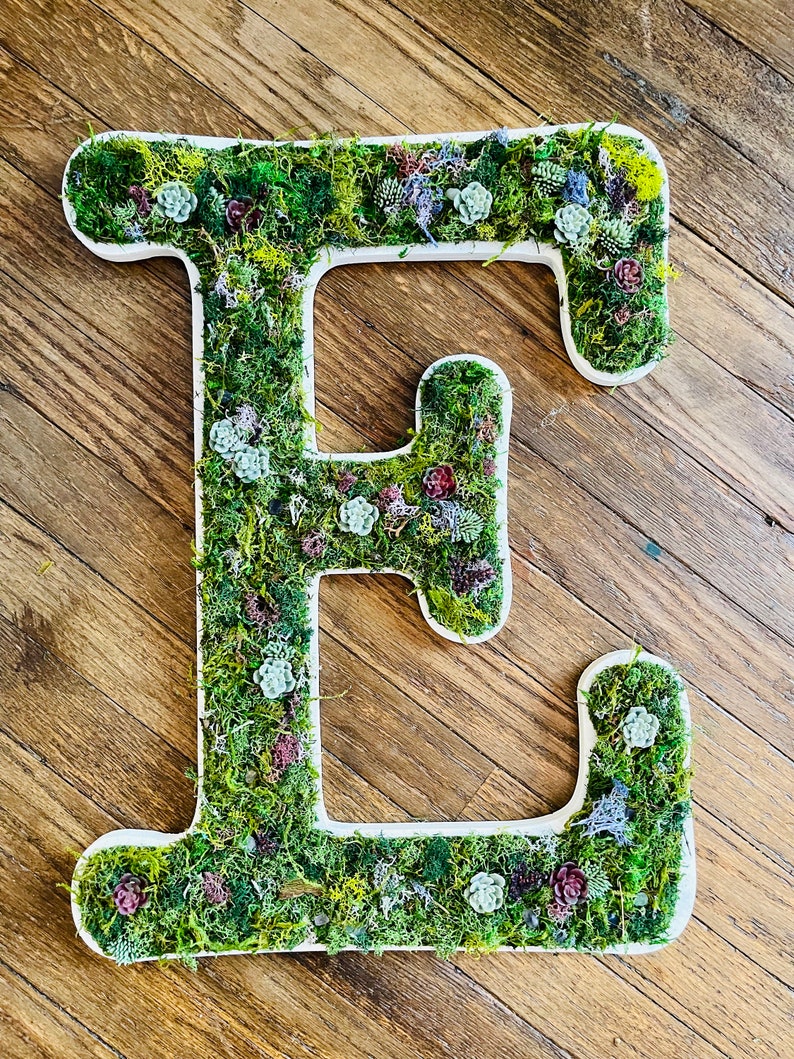 Moss Letter Art – Preserved Moss With Faux Succulents and Floral Wall ...