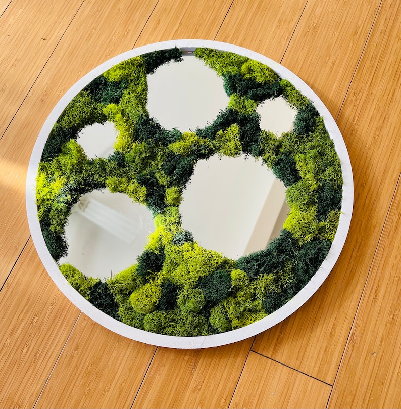 Mirror Moss Art Moss Wall Mirror Round Wood Mirror - Etsy