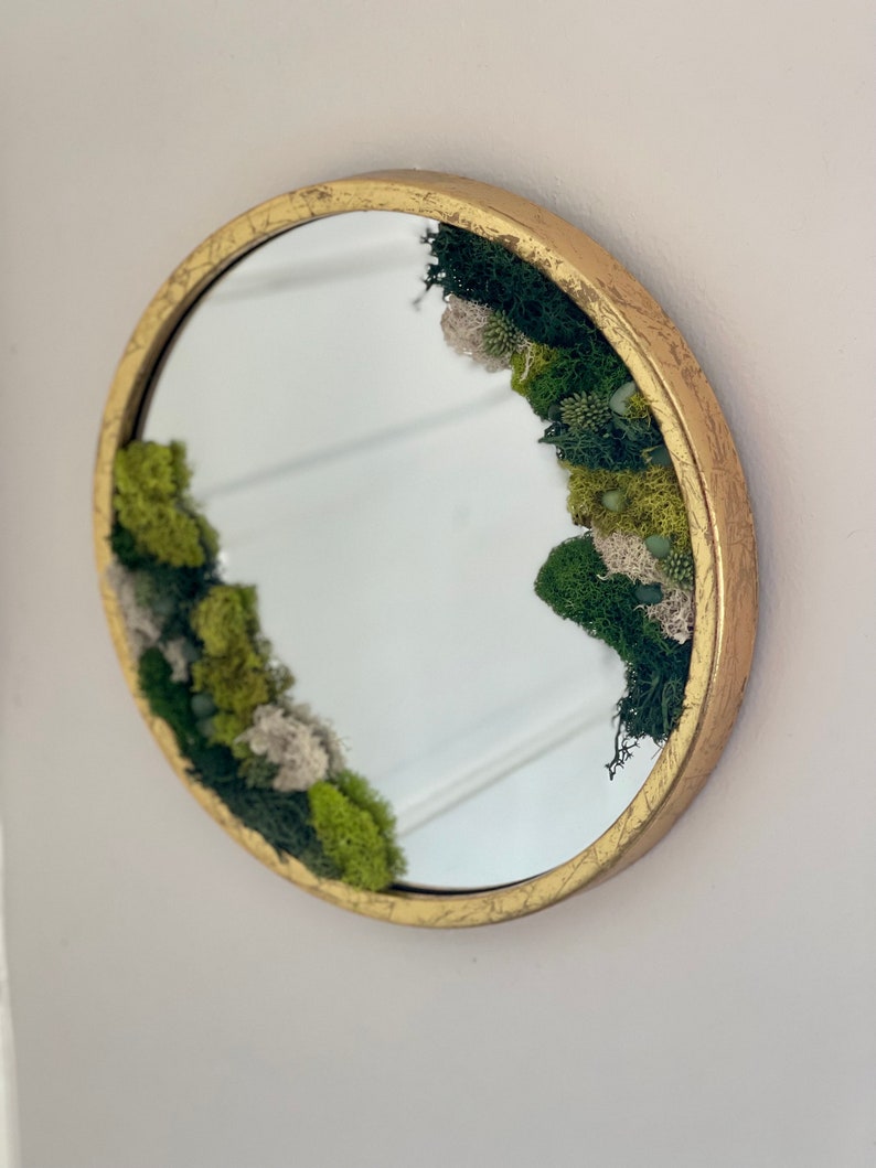 Mirror Moss Art Moss Wall Mirror Gold Round Mirror - Etsy