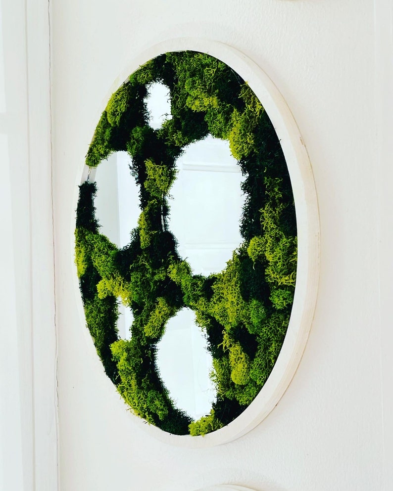 Mirror Moss Art Moss Wall Mirror Round Wood Mirror - Etsy