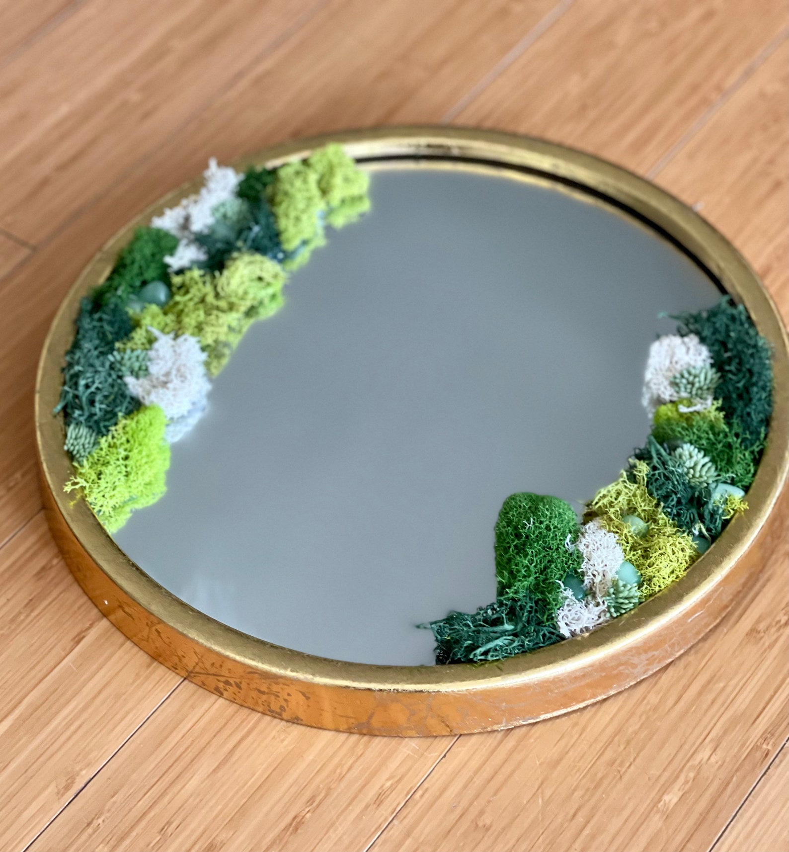 Mirror Moss Art Moss Wall Mirror Gold Round Mirror - Etsy