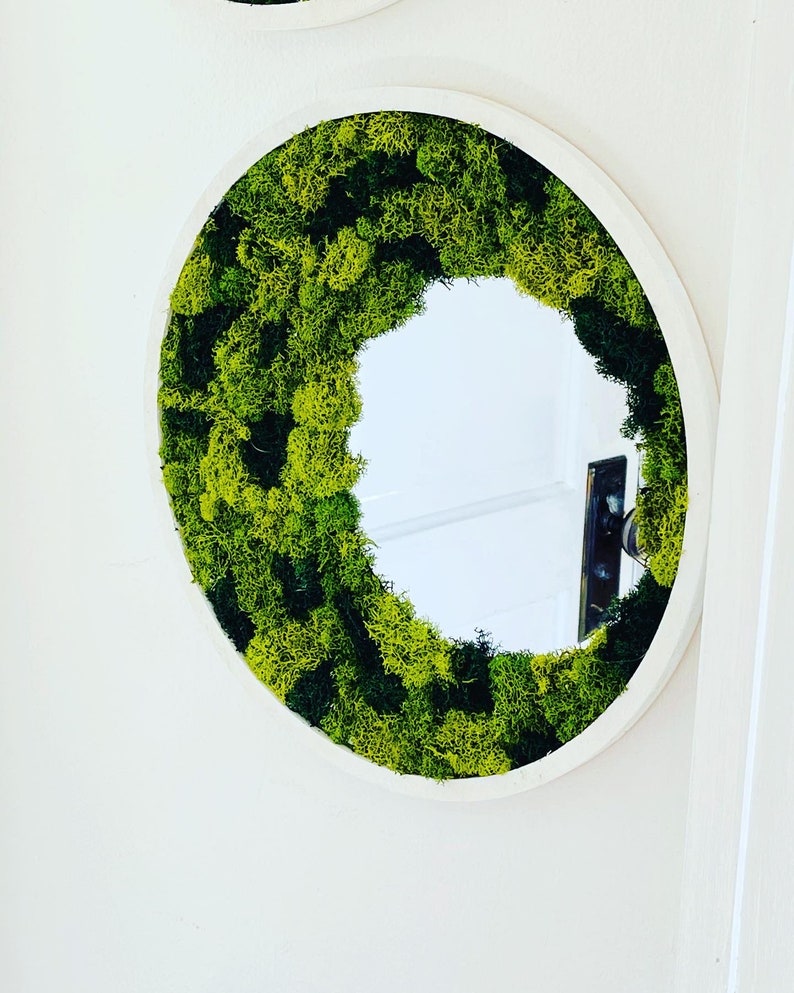 Mirror Moss Art Moss Wall Mirror Round Wood Mirror - Etsy