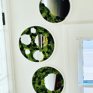 Mirror Moss Art, Moss Wall Mirror, Round Wood Mirror, Cottagecore ...