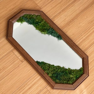Mirror Moss Art, Moss Wall Mirror, Vintage Hexagon Mirror, Cottagecore ...
