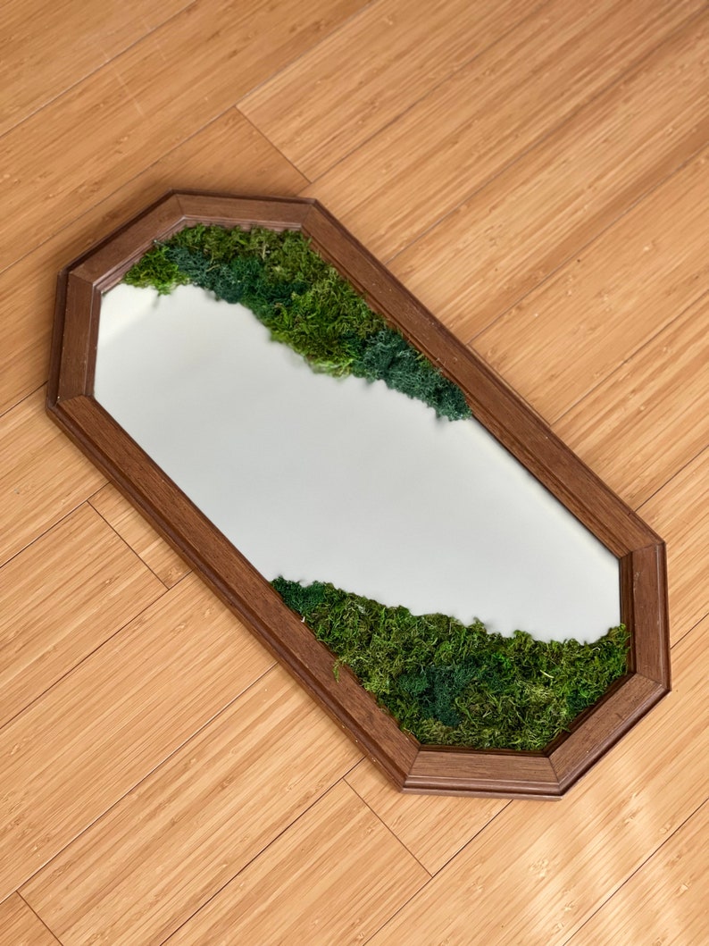 Mirror Moss Art Moss Wall Mirror Vintage Hexagon Mirror - Etsy