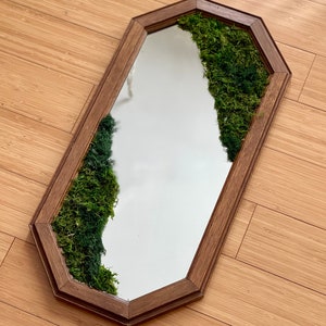 Mirror Moss Art, Moss Wall Mirror, Vintage Hexagon Mirror, Cottagecore ...