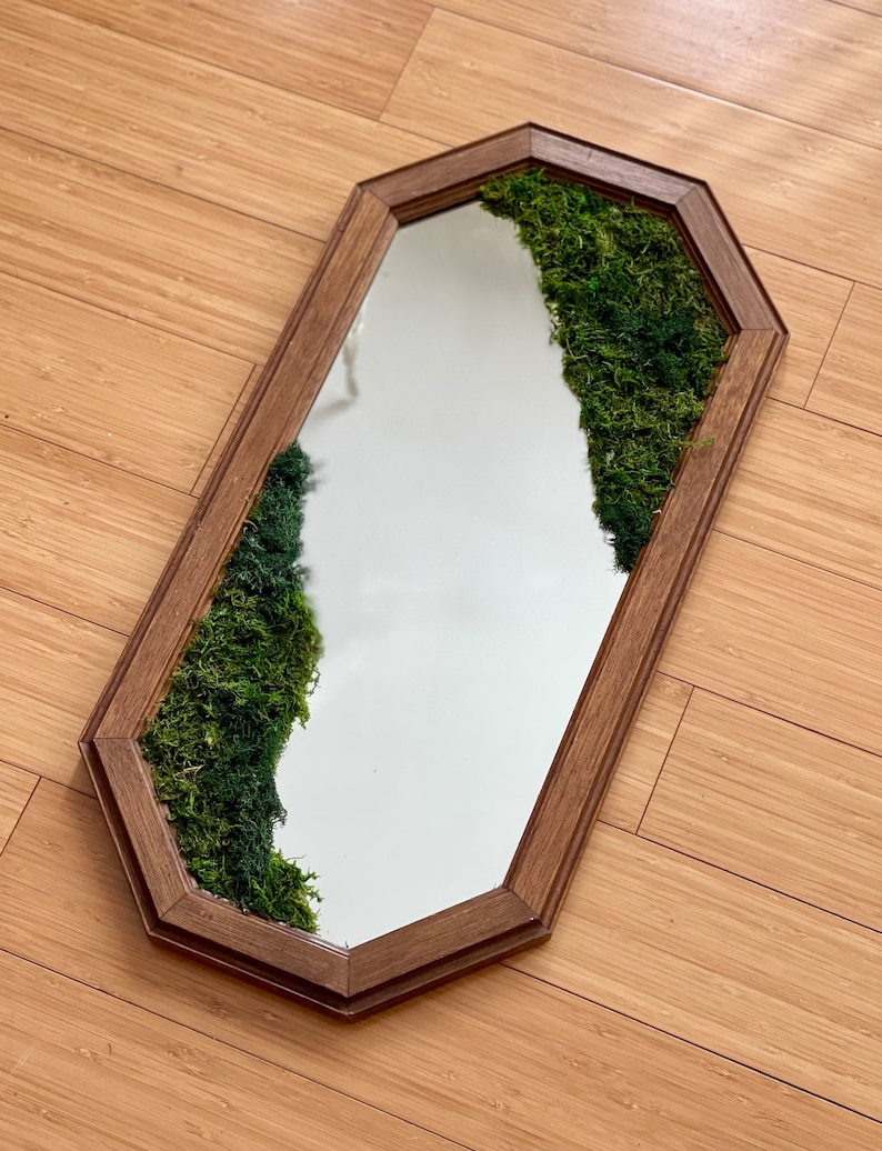 Mirror Moss Art Moss Wall Mirror Vintage Hexagon Mirror - Etsy