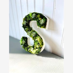 Moss Art Letter – Wood Monogram With Succulent and Preserved Moss Wall ...