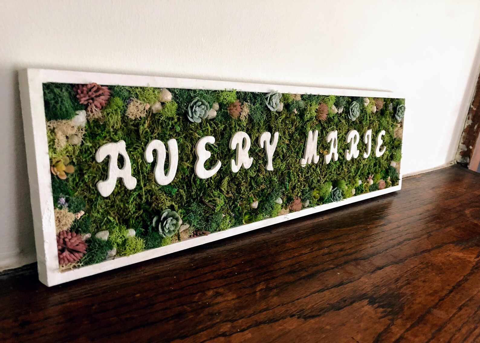 Custom Preserved Moss Name Sign – Personalized Framed Wall Art for ...