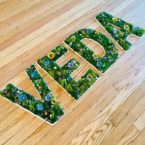 Moss Art Letters – Wood Monogram With Wild Flower Accents for Home or ...