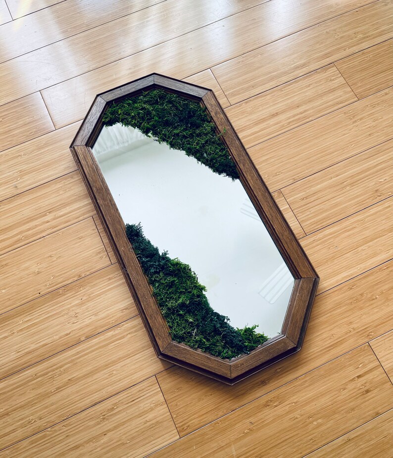 Mirror Moss Art Moss Wall Mirror Vintage Hexagon Mirror - Etsy