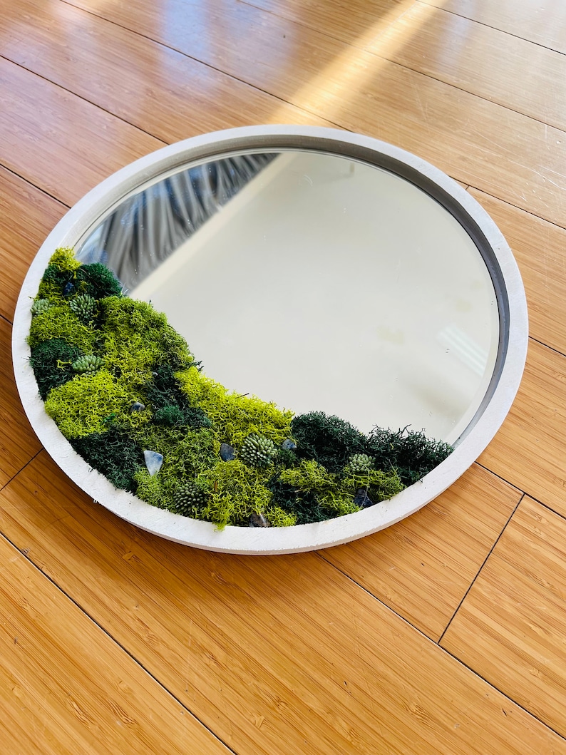 Mirror Moss Art Moss Wall Mirror Round Wood Mirror - Etsy